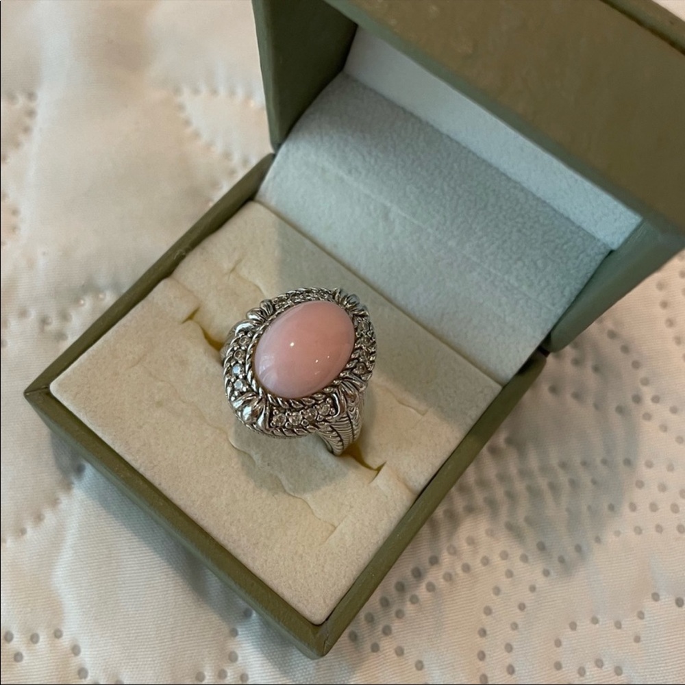 Judith Ripka Silver Pink Stone Ring - Gem